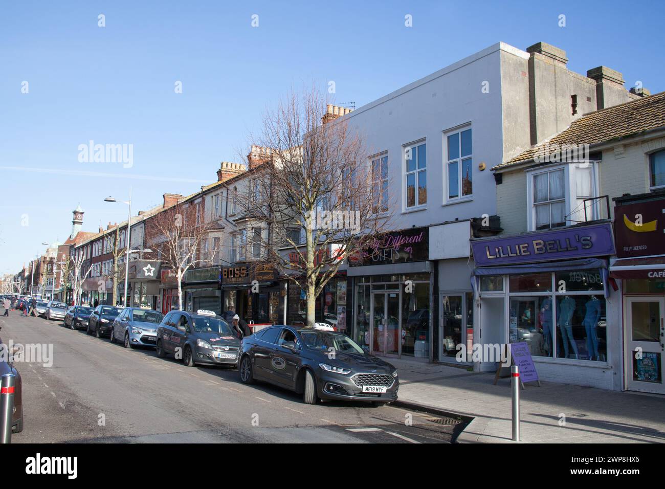 Shops on Station Road in Clacton, Essex in the United Kingdom Stock ...