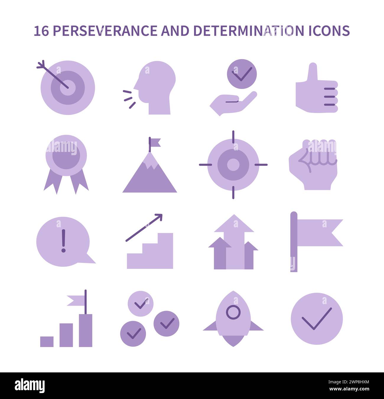 Perseverance and Determination icon set. A collection of symbols ...