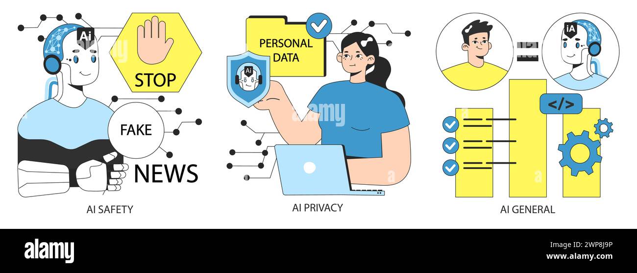 AI ethics set. Artificial intelligence alignment and regulation ...