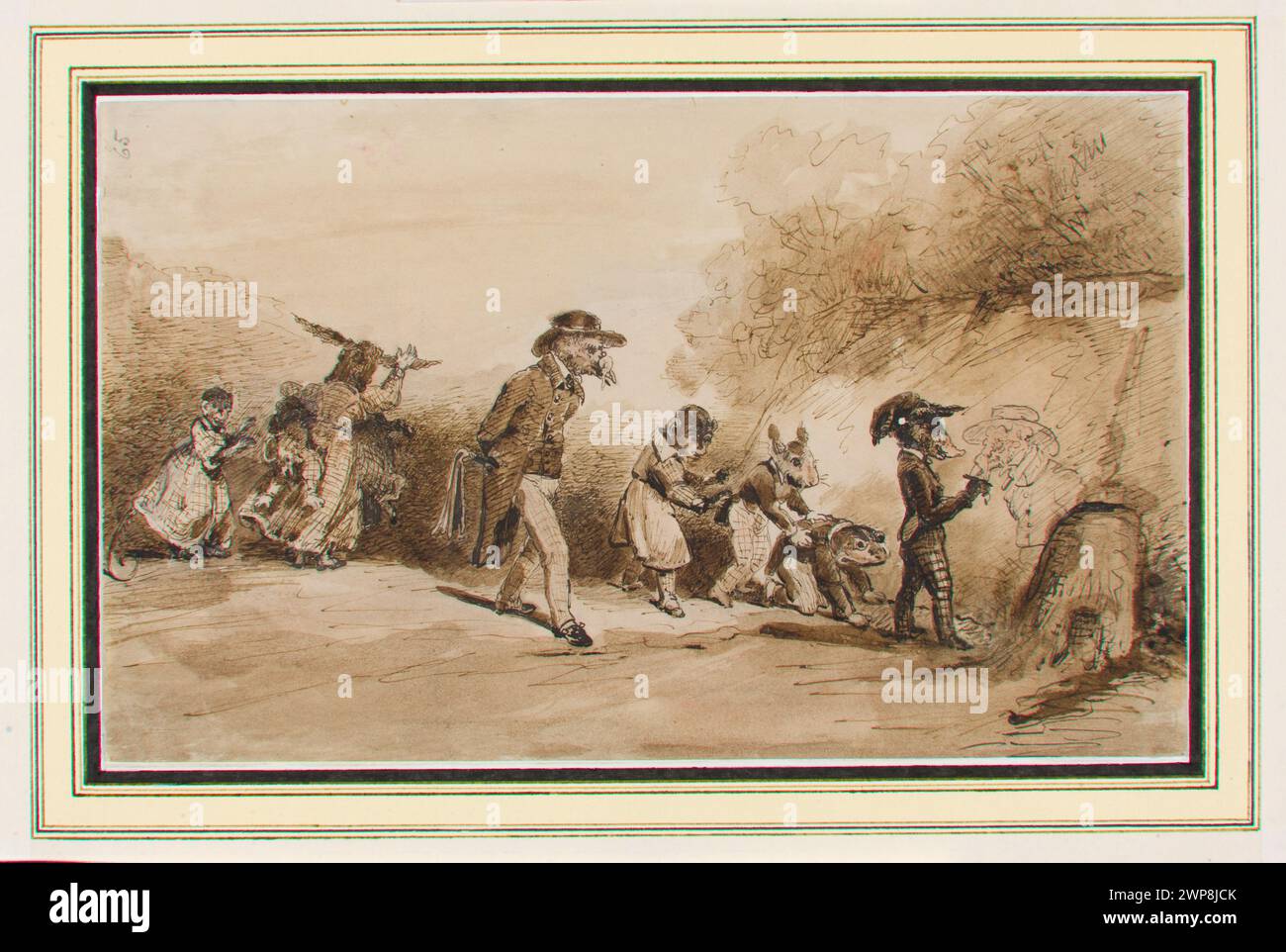 Caricature by Jean-Jacques Grandville showing animals in recreational ...