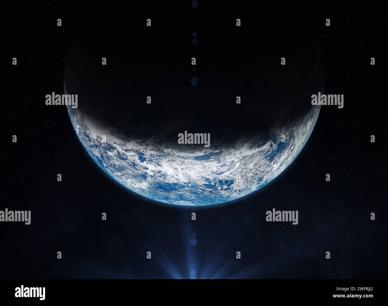 Planet Earth with sunrise in space. Border of day and night is called ...
