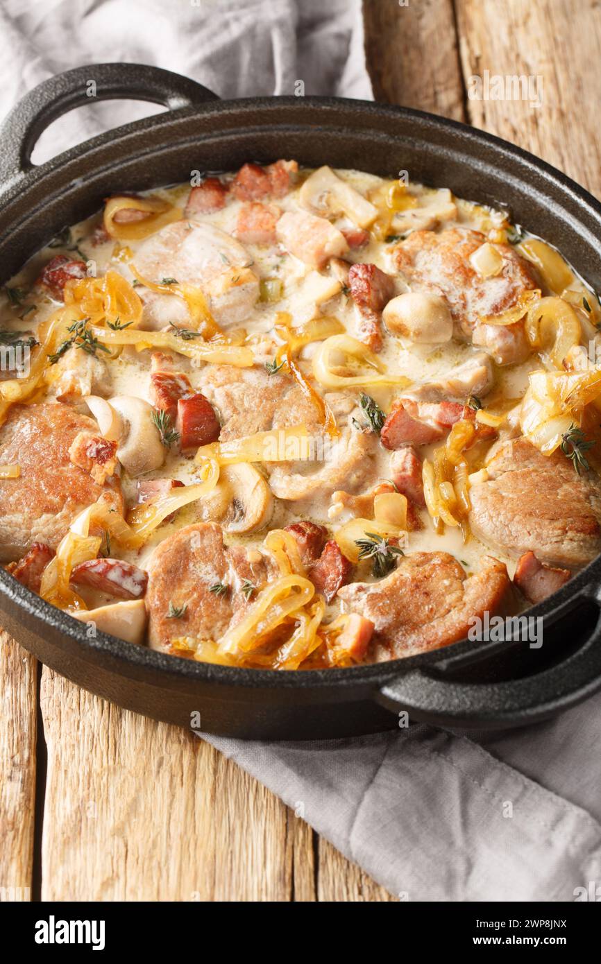 Danish pork tenderloin that is coupled with onions, bacon and mushrooms ...