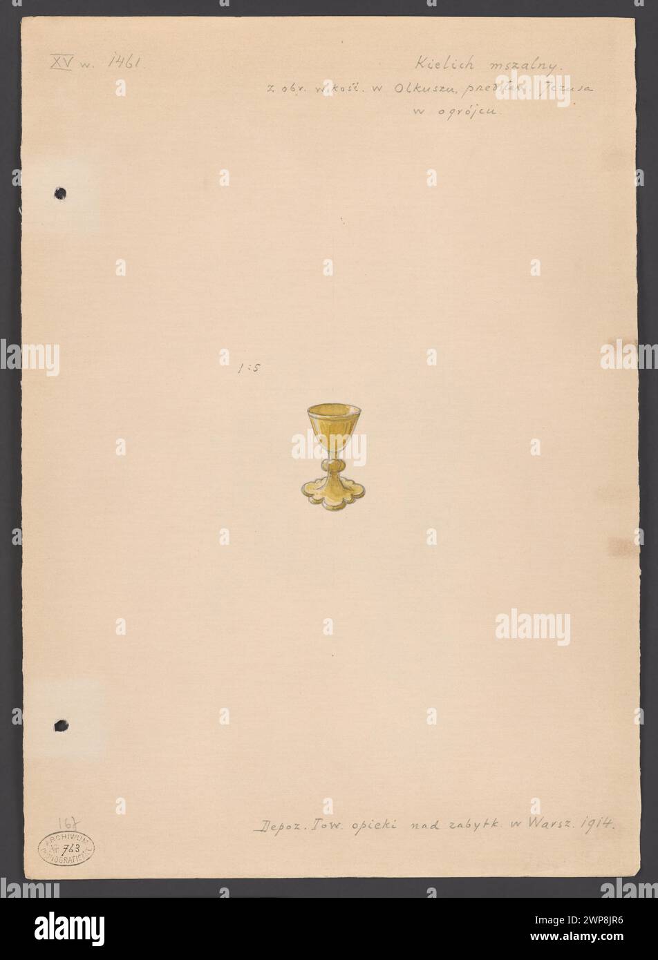 A 1914 depiction of a mass cup fragment from the Olkusz polyptych at ...