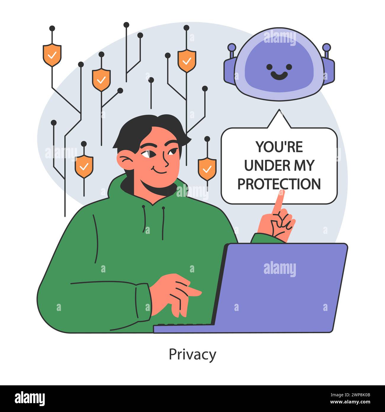 AI ethics concept. User using a laptop. Artificial intelligence provide ...