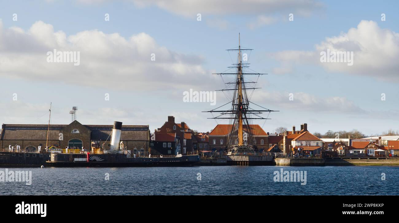 Wingfield Castle and HMS Trincomalee at Hartlepool dockside museum ...
