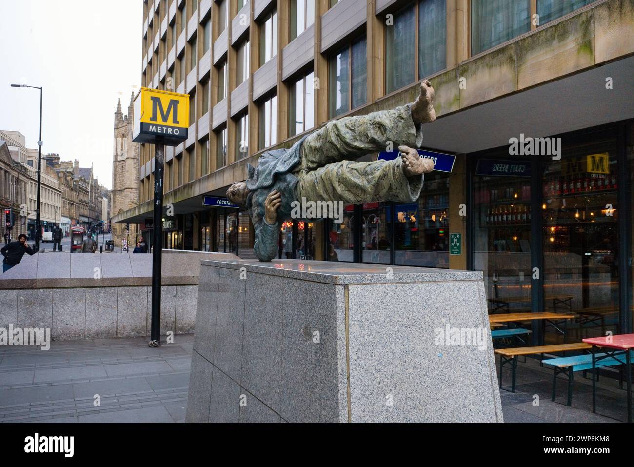 Floating man part of Sean Henry's street sculptures in Grainger Street ...