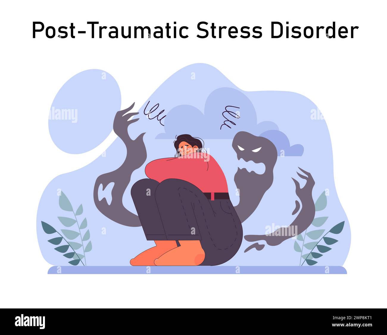 Post traumatic stress disorder. Female character suffering from mental ...
