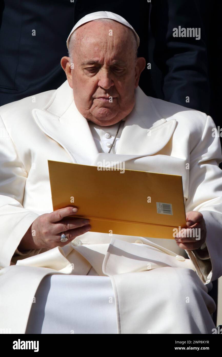 March 6, 2024 - POPE FRANCIS during his weekly General Audience in St ...