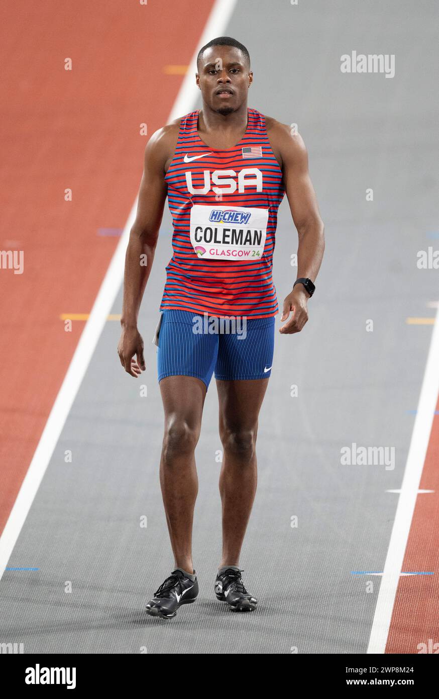 Christian Coleman of the USA competing in the men’s 60m final at the ...