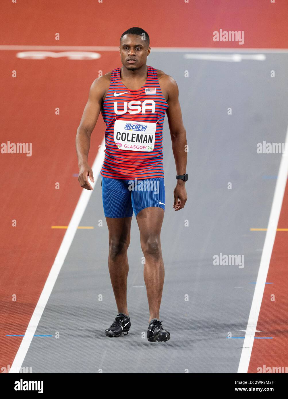 Christian Coleman of the USA competing in the men’s 60m final at the ...