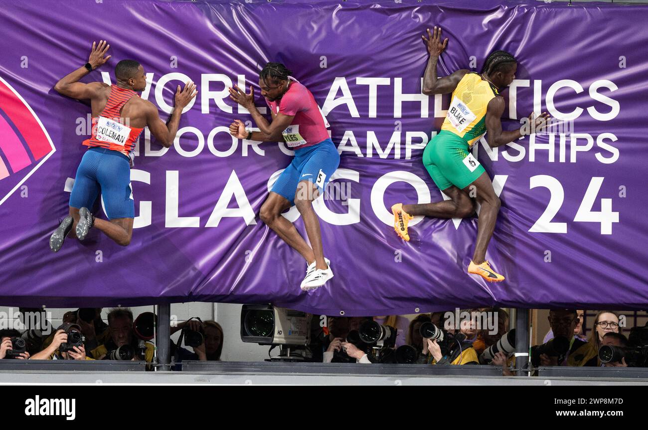Christian Coleman (USA Gold), Noah Lyles (USA Silver) and Ackeem Blake ...