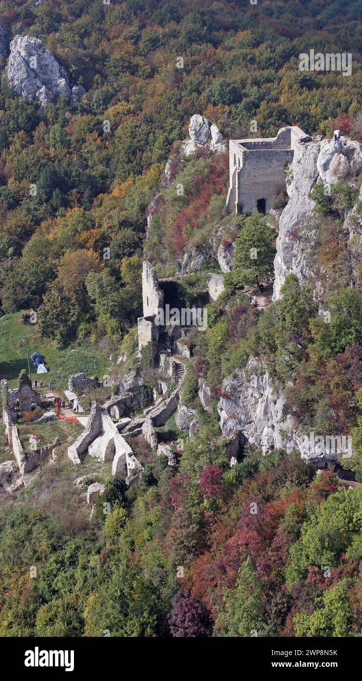 Aerial view of Kalnik old town on the hill of Kalnik near Krizevci ...