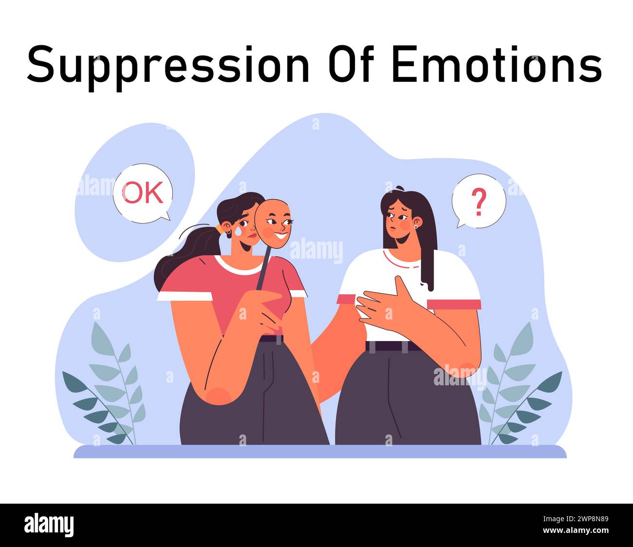 Anxiety. Character mental health issues. Woman coping with ...