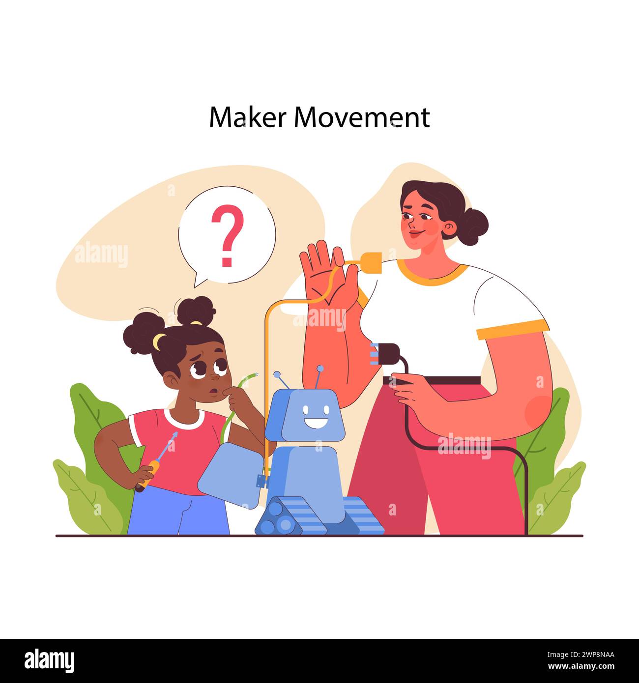 STEAM education. Schoolers gaining knowledge about technologies, science, mathematics and art ...