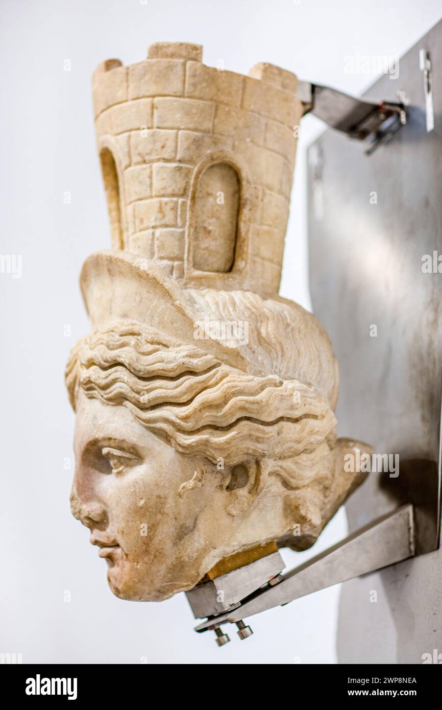 Ancient Roman marble sculpture of Tyche displayed at Sevilles museum ...