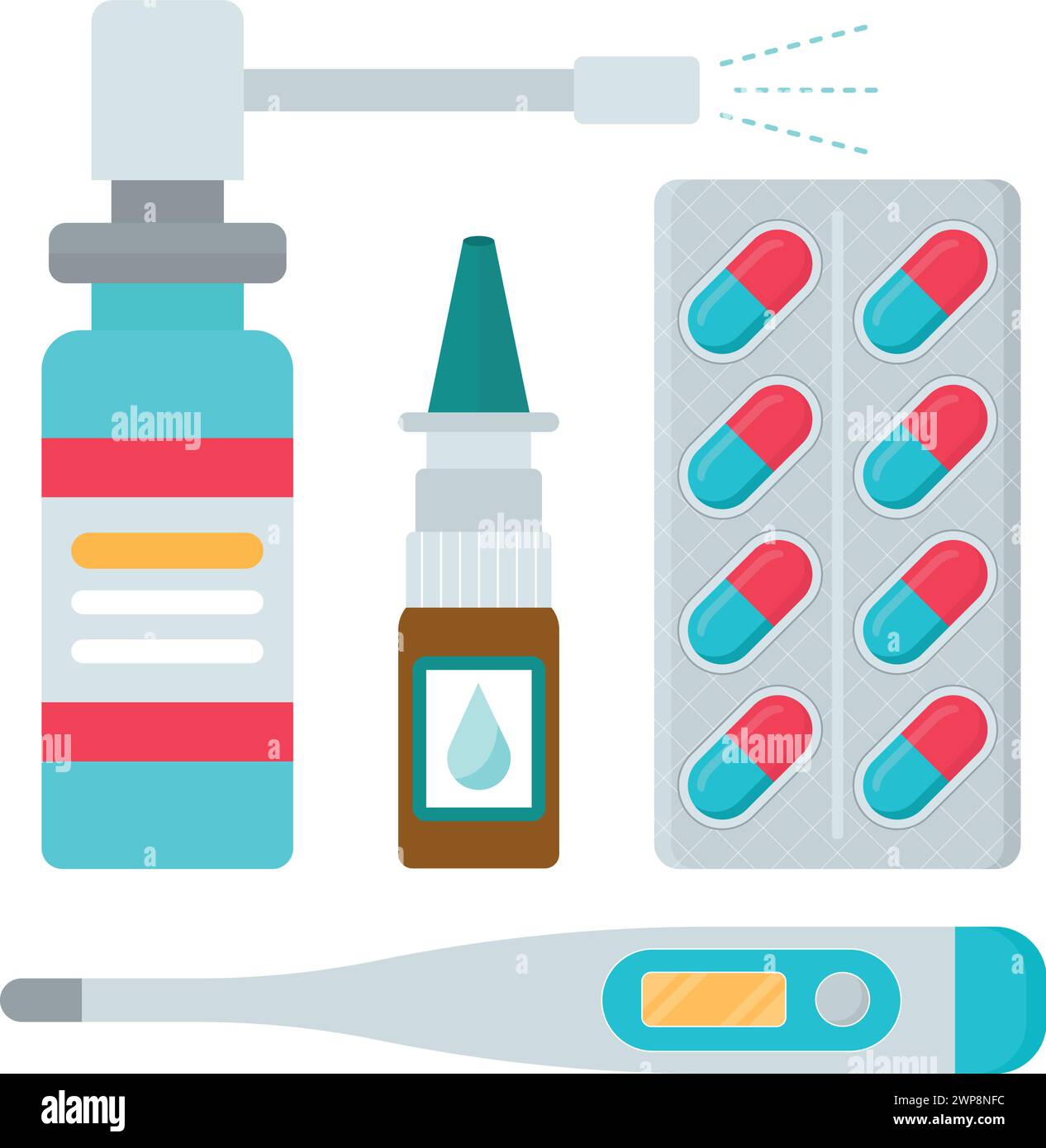 Medicine, pharmacy hospital mini set of drugs Vector illustration Stock ...