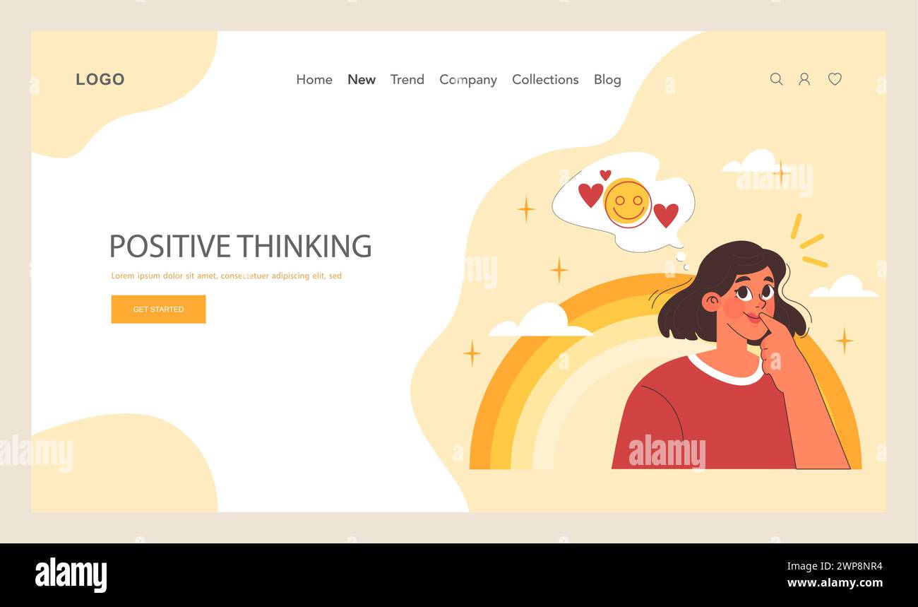 Positive psychology web banner or landing page. Positive thinking and ...
