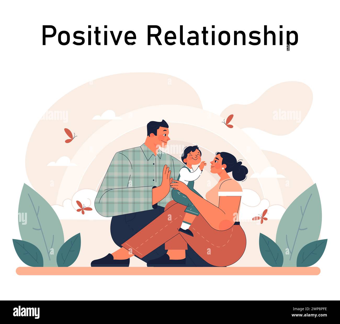Positive relationships. Loving family connection and friends support ...