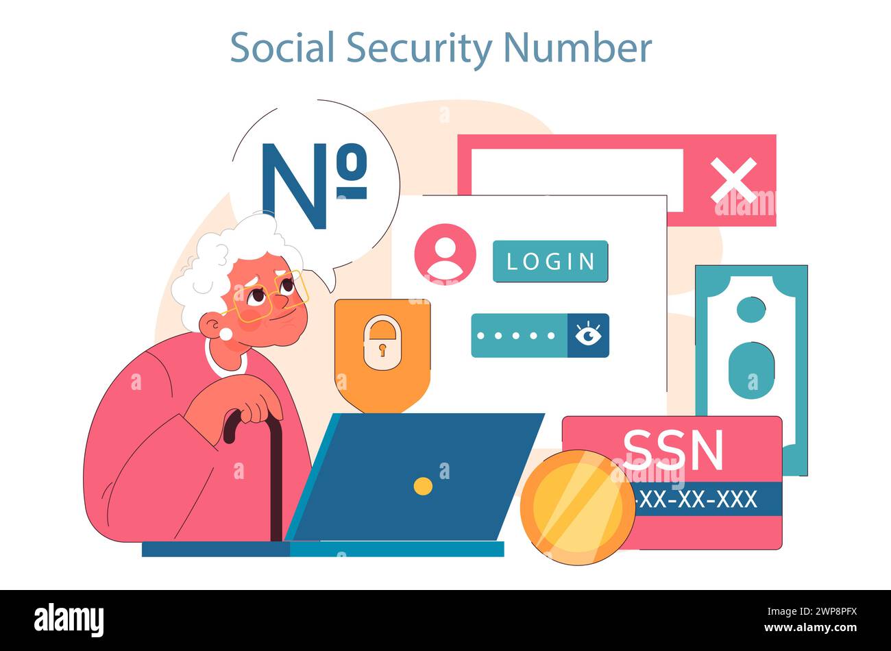 Online Security Dilemma. An elderly woman puzzled by the Social ...