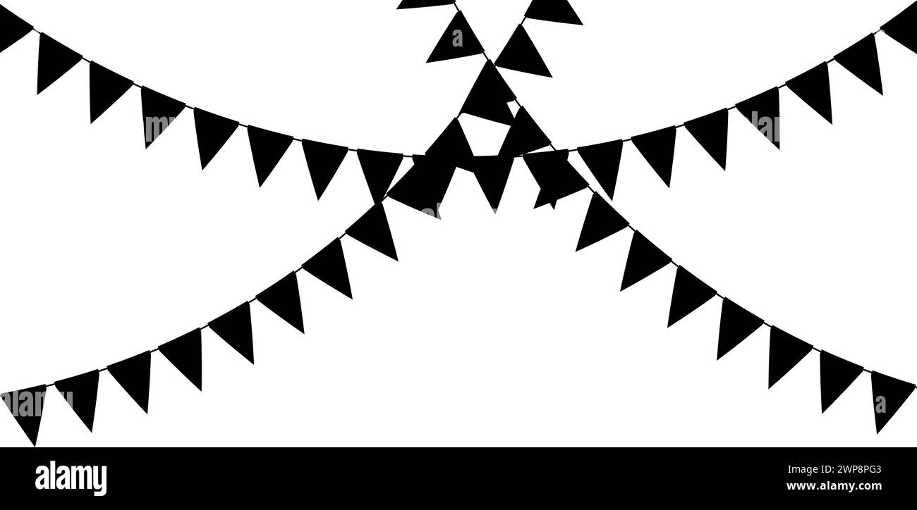 Black flag garland. Triangle pennants chain. Party pennants, window or ...