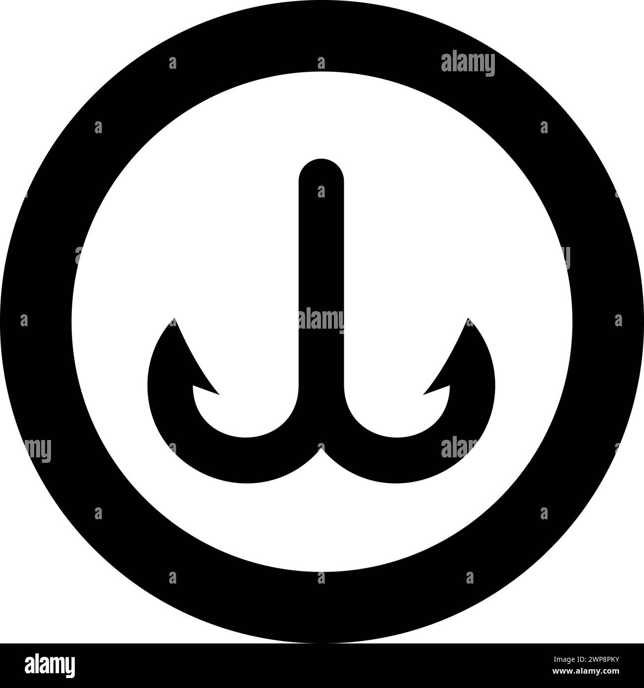 Fish hook anchor sea fishhook icon in circle round black color vector ...