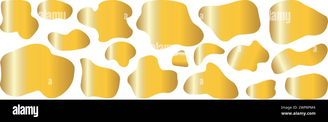 Set of gold organic shapes. liquid shapes, graphic design elements ...