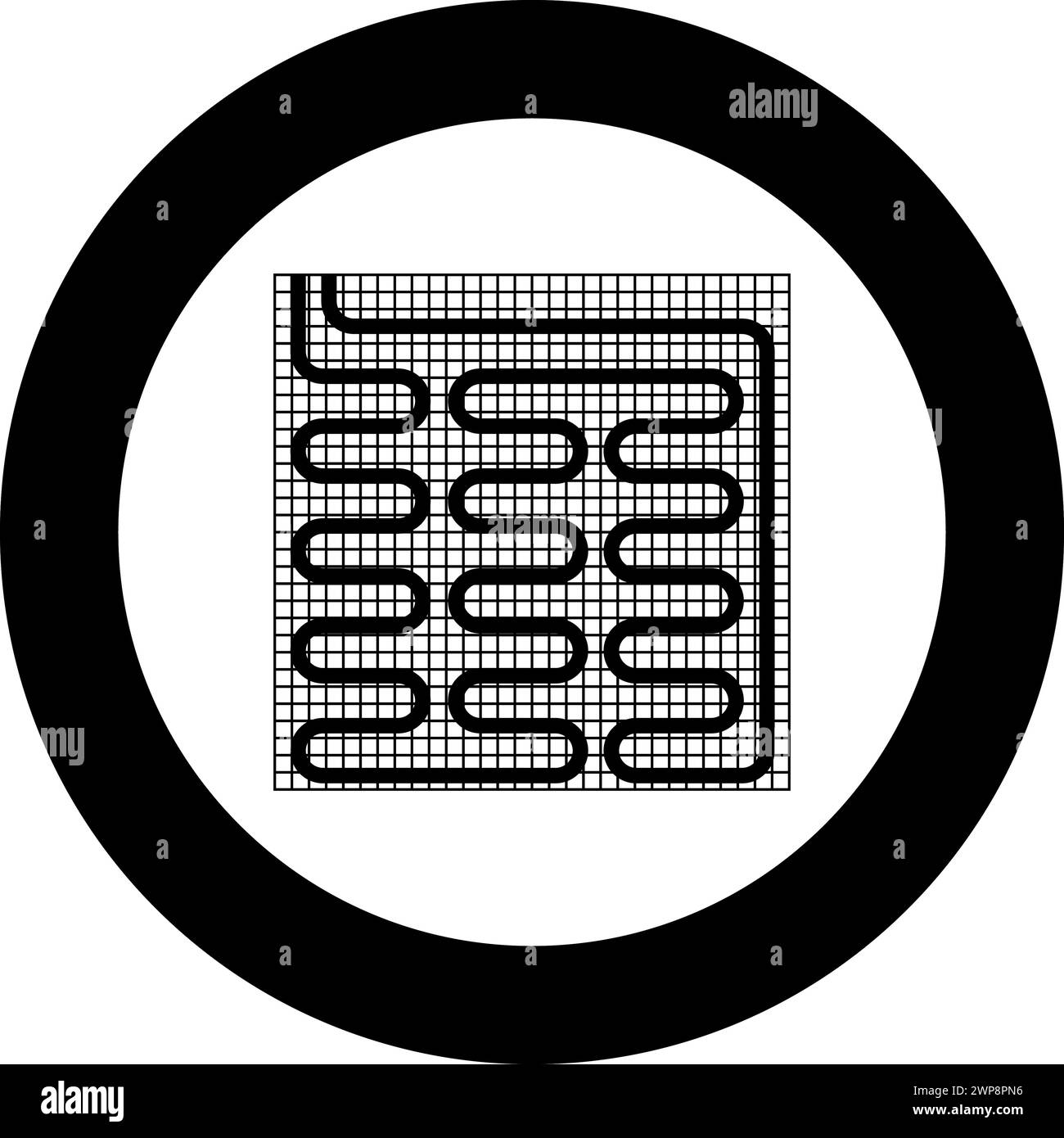 Electric floor heating warm heated icon in circle round black color ...