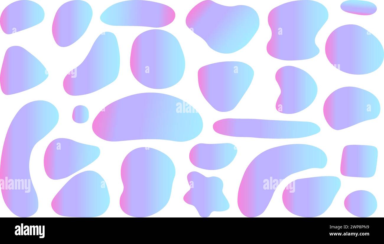 Set of holographic organic shapes. liquid shapes, graphic design ...
