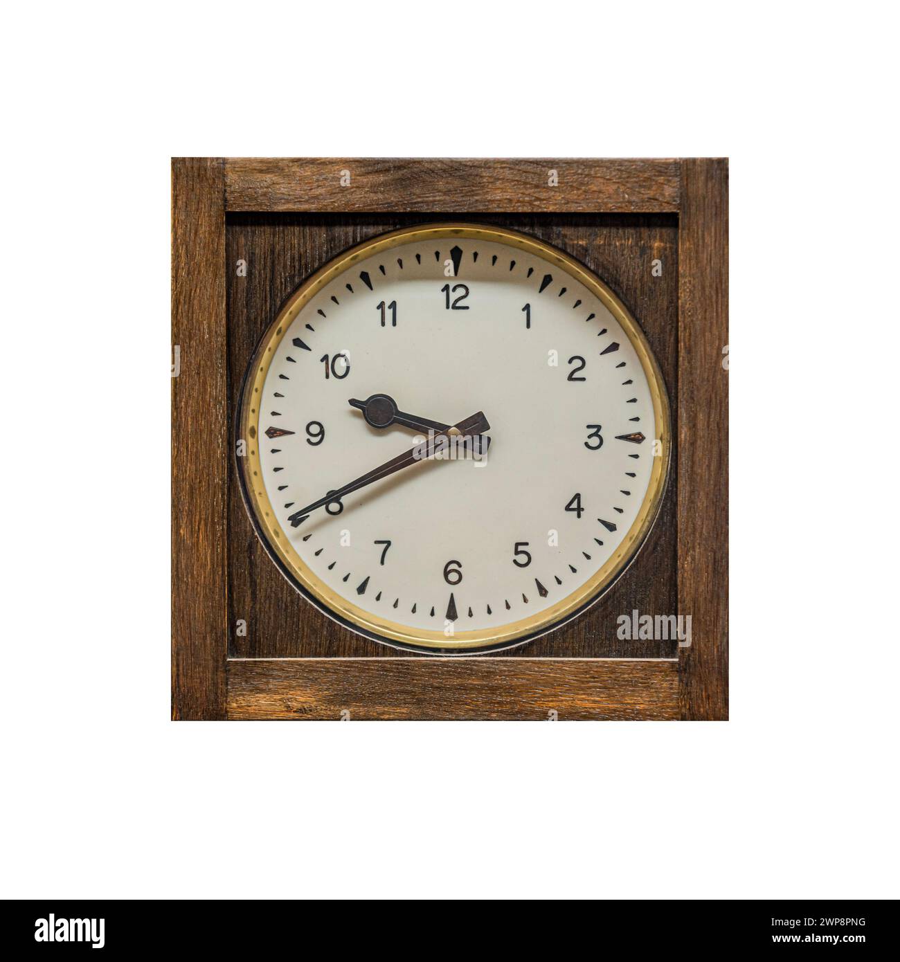 Old wooden clock isolated on white background Stock Photo - Alamy