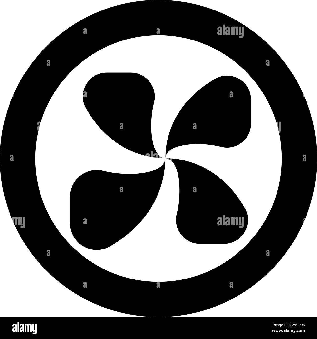 Four lobed fan blade paddle vane ventilation blade icon in circle round ...