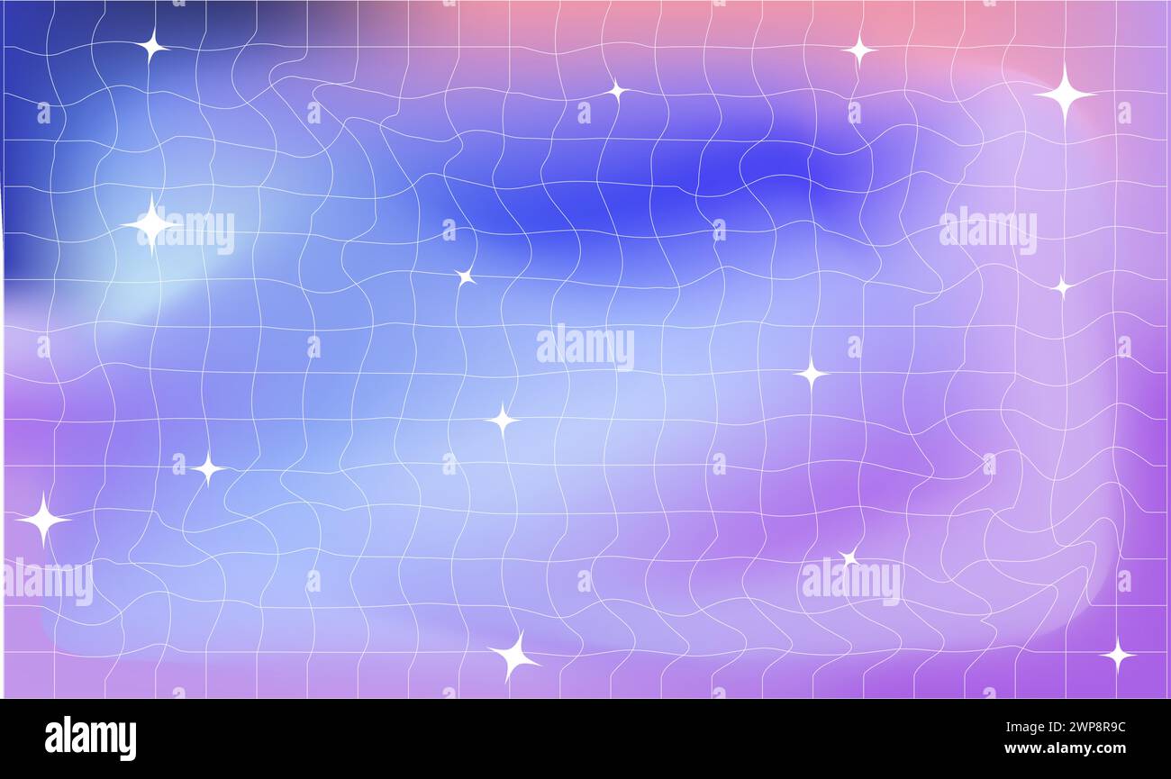 Groovy retro checkered wavy background. Stylish holographic backdrop ...