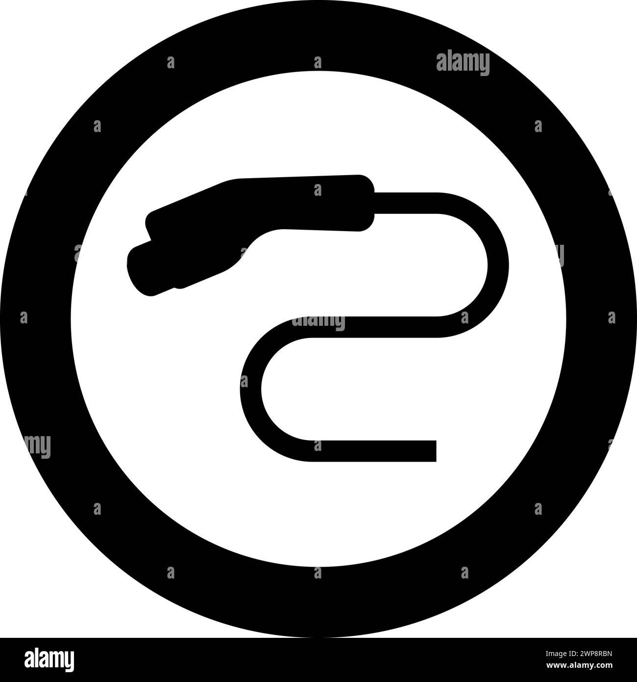 Electric car charger charging plug Ev icon in circle round black color vector illustration image ...