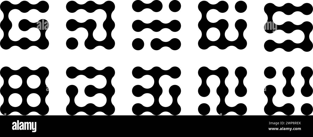 Set of connected black dots. Transition metaballs. Integration symbol ...