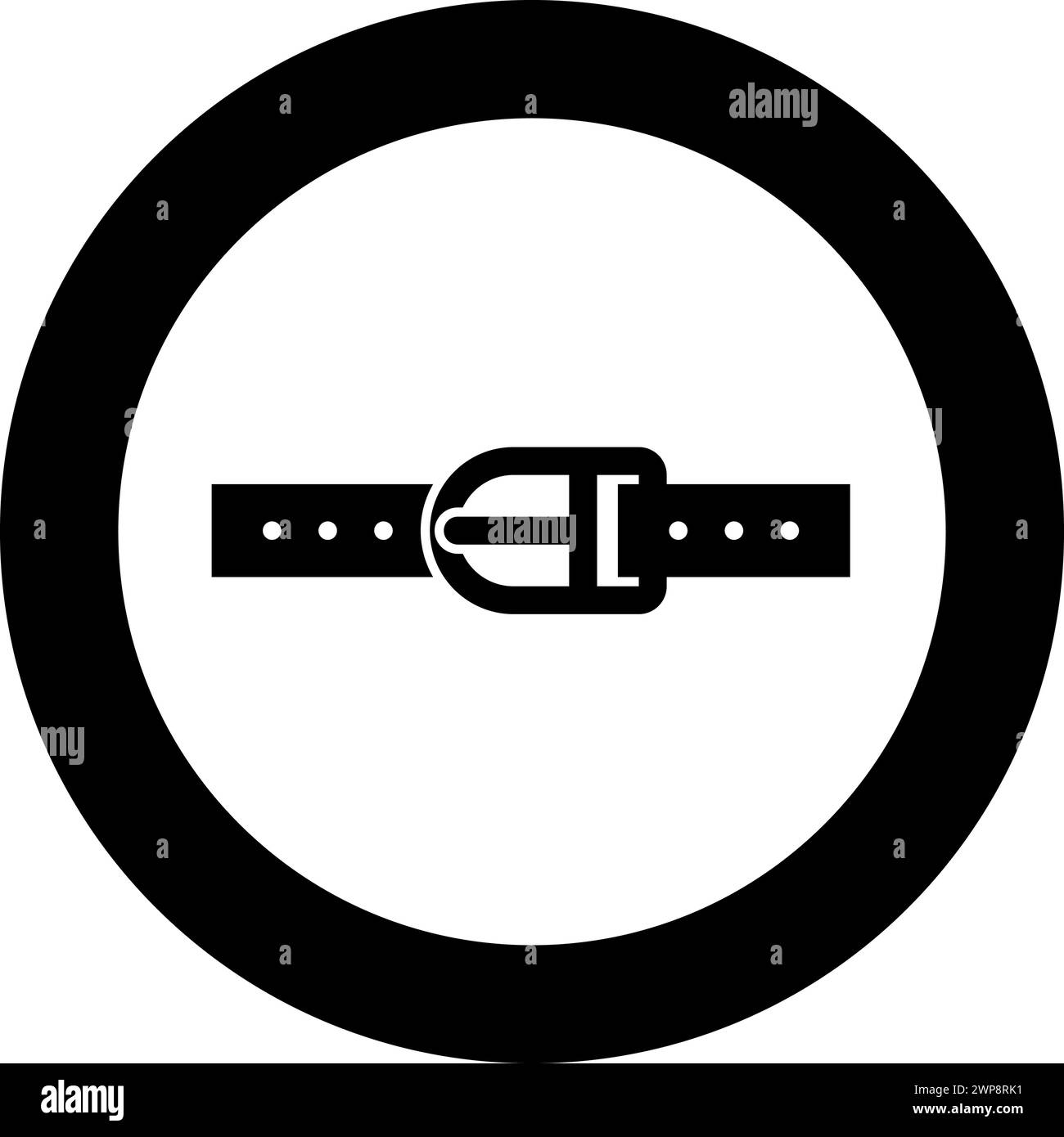 Pants belt leather strapping with buckle trouser icon in circle round black color vector ...