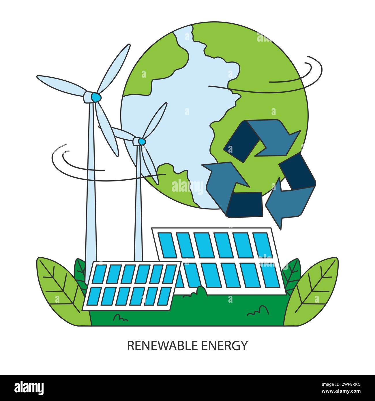 Renewable power. Sustainable electricity consumption. Solar, wind ...