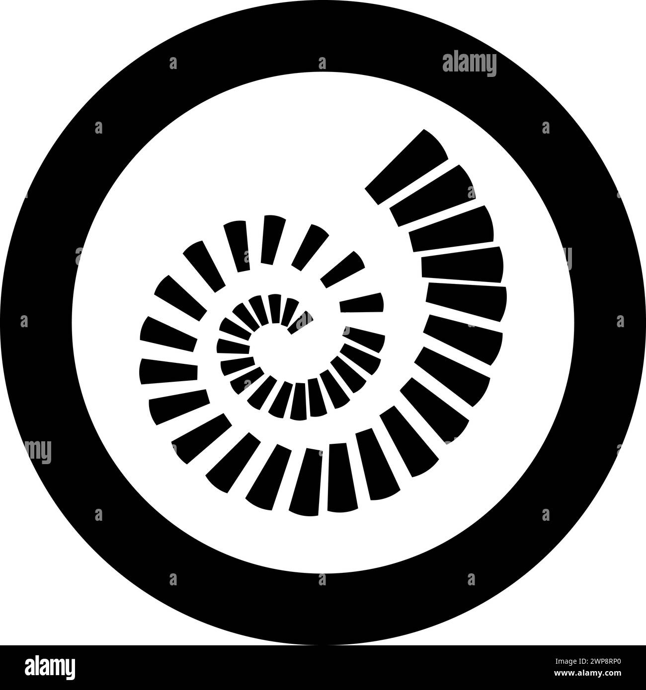 Spiral staircase circular stairs icon in circle round black color vector illustration image ...