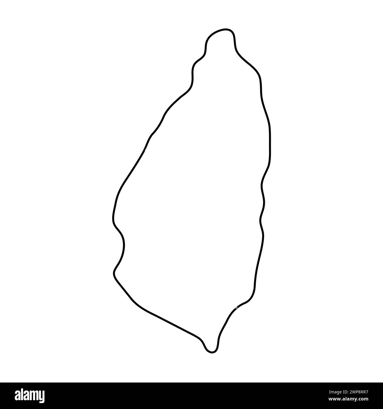 Saint Lucia country simplified map. Thin black outline contour. Simple ...