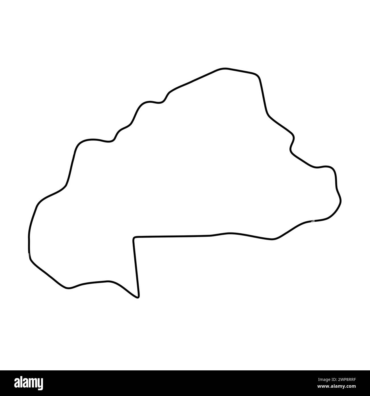 Burkina Faso Country Simplified Map Thin Black Outline Contour Simple