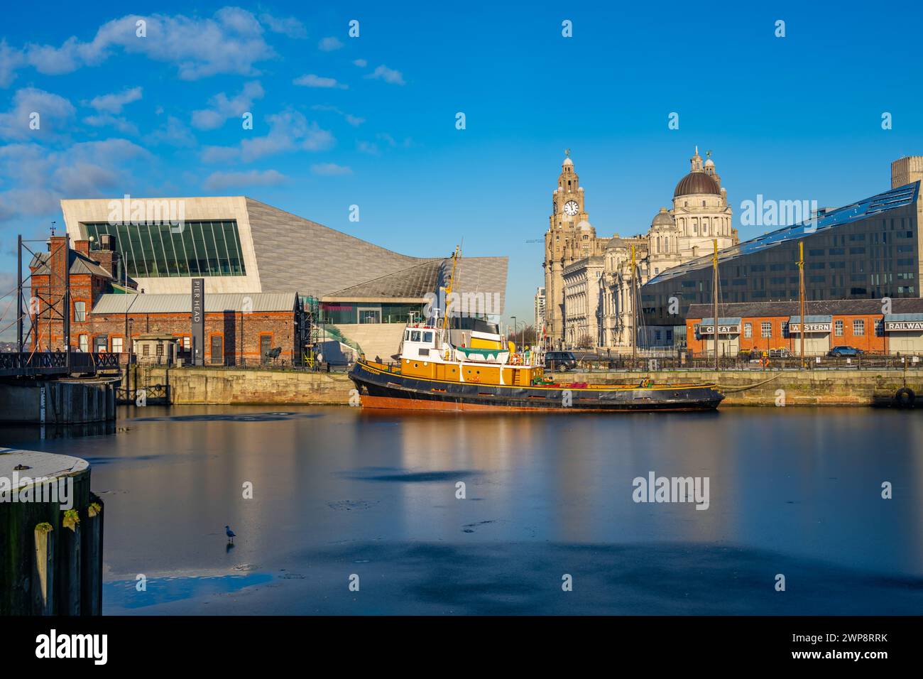 The tug Brocklebank moored in the Liverpool Maritime museum in the ...