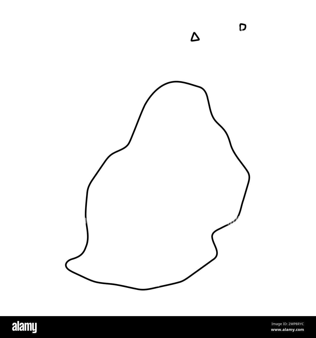 Mauritius Country Simplified Map Thin Black Outline Contour Simple