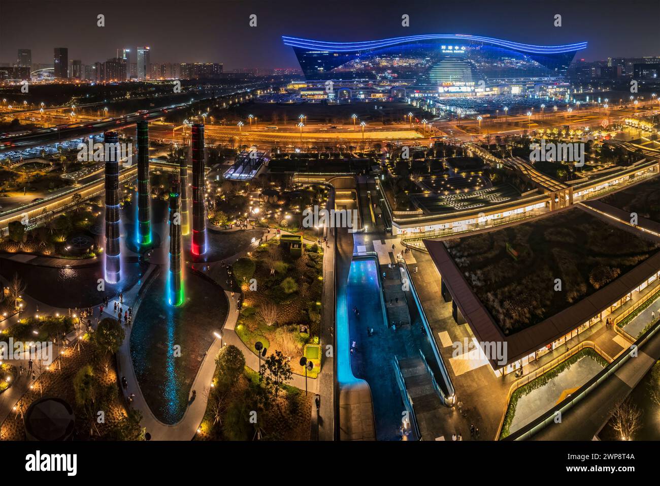 March 6, 2024 - Chengdu, Sichuan: Aerial view of SKP towers and New Century Global Center Mall ...
