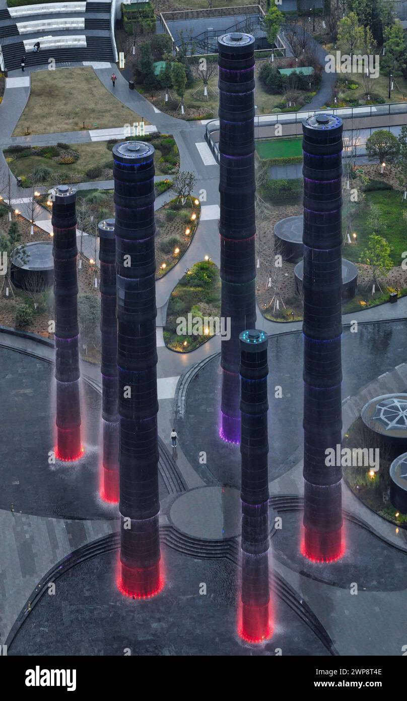 March 6, 2024 - Chengdu, Sichuan: Aerial view of SKP towers and New ...