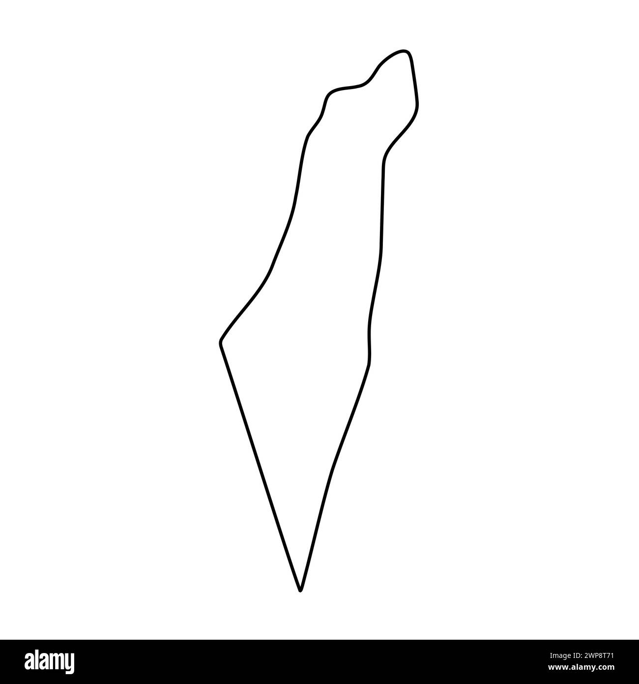 Israel country simplified map. Thin black outline contour. Simple ...