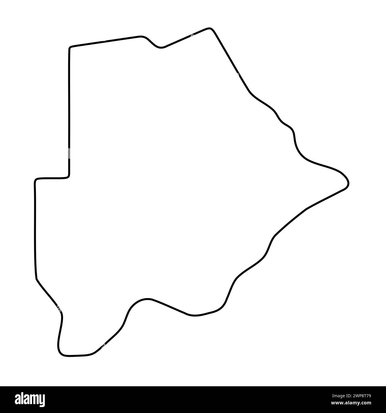 Botswana country simplified map. Thin black outline contour. Simple ...
