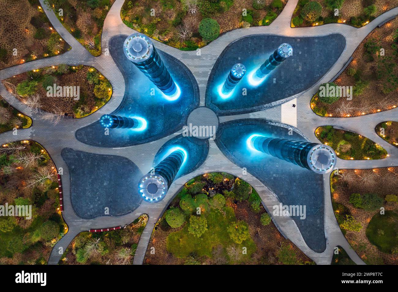 March 6, 2024 - Chengdu, Sichuan: Aerial view of SKP towers and New ...
