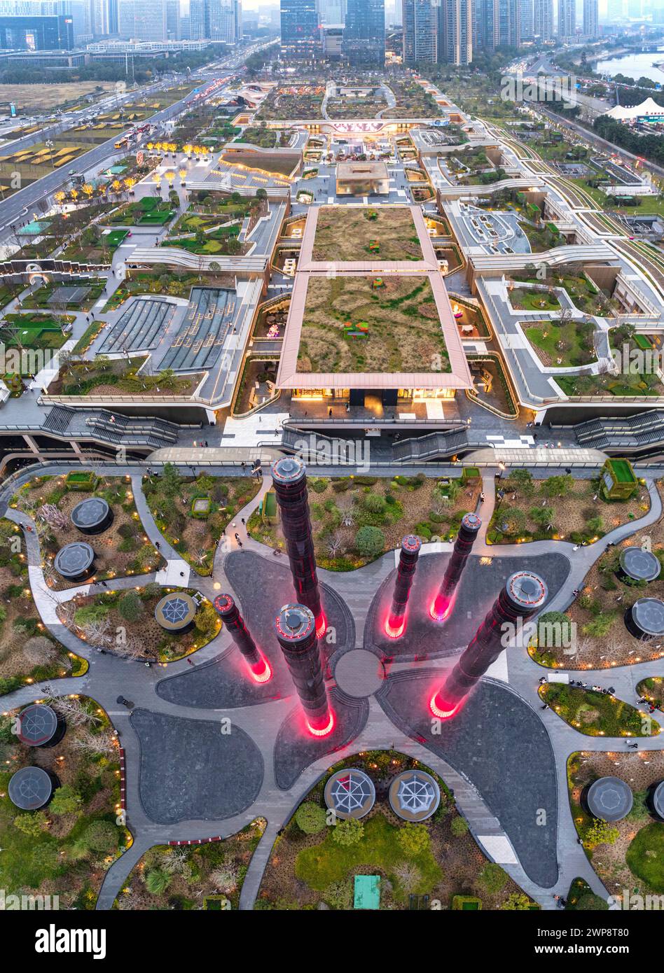 March 6, 2024 - Chengdu, Sichuan: Aerial view of SKP towers and New ...