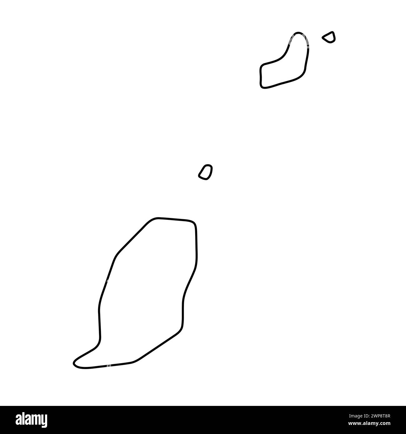 Grenada country simplified map. Thin black outline contour. Simple ...