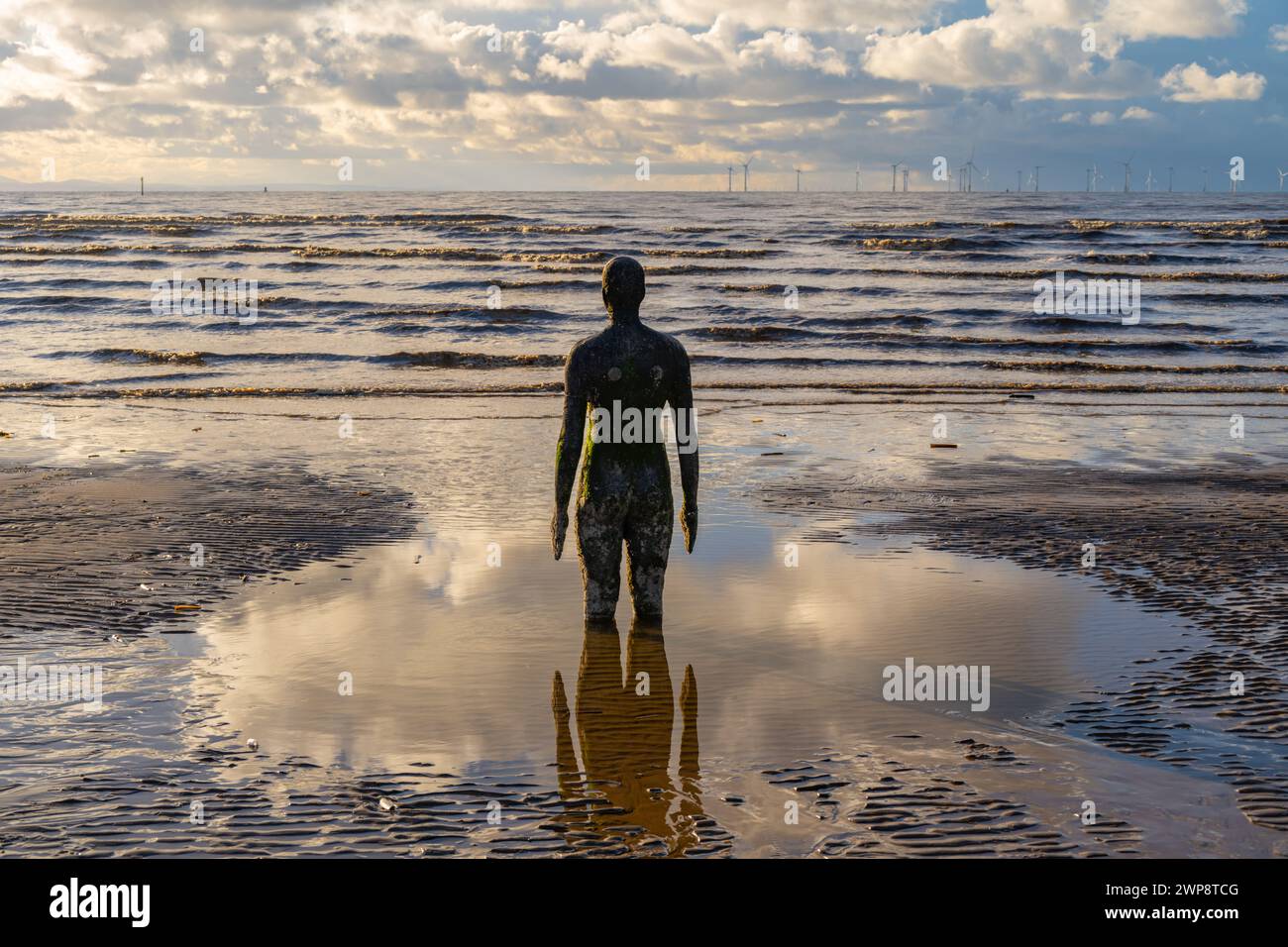 Statue from Another Place by Antony Gormley at Crosby Beach Merseyside ...