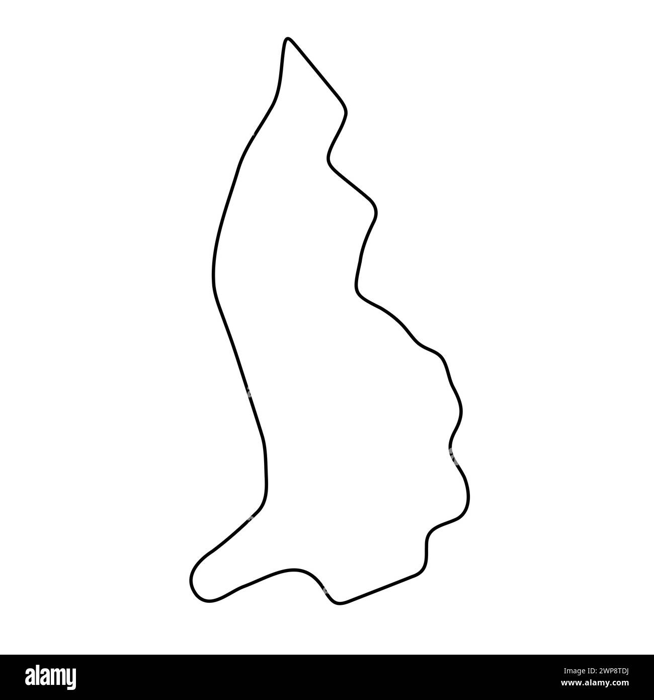 Liechtenstein country simplified map. Thin black outline contour ...