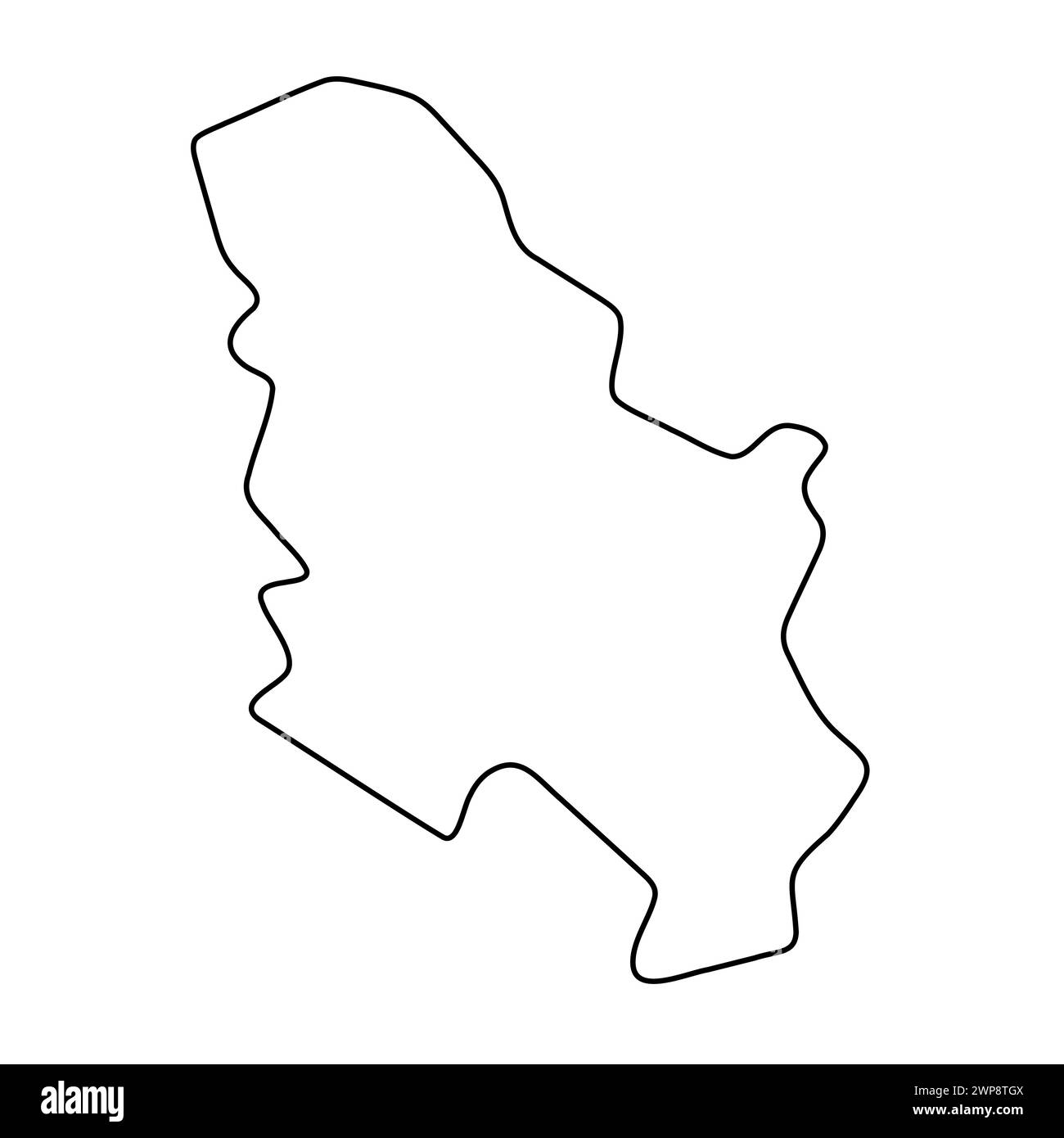 Serbia country simplified map. Thin black outline contour. Simple vector icon Stock Vector Image ...